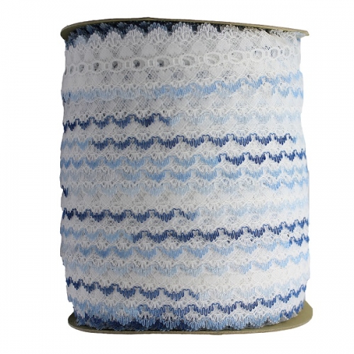 Feather Edge Eyelet Lace Per Meter 38mm Multi Blues | Thread 'n' Butter ...