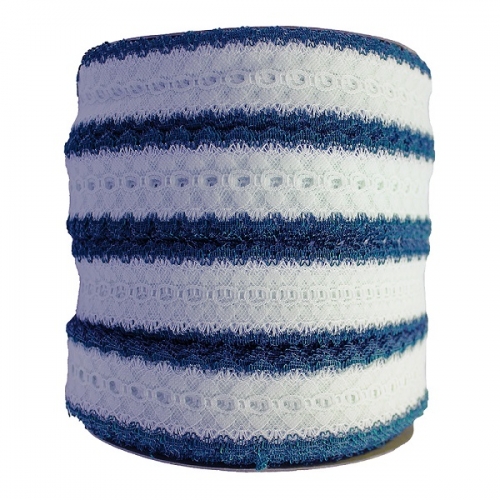 Feather Edge Eyelet Lace Per Meter 38mm White/Dark Blue | Thread 'n ...