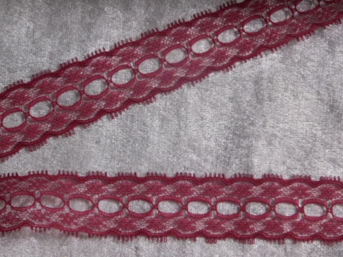 Feather Edge Eyelet Lace Per Meter 25mm Burgundy | Thread 'n' Butter ...